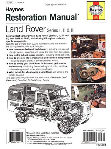 Restoration Manual Land Rover Series I, II & III – Haynes Motor Museum Shop